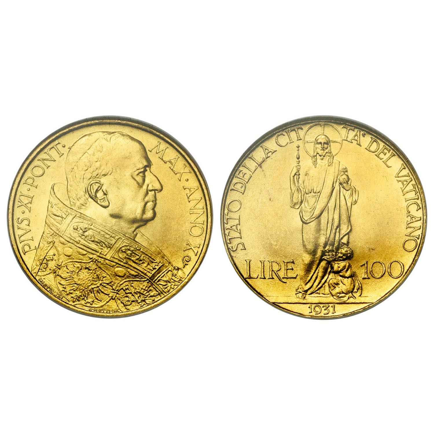 ITALIE, VATICAN, Pie XI (1922-1939), AV 100 lire, ... - Jean Elsen & ses Fils Numismatic Auctions