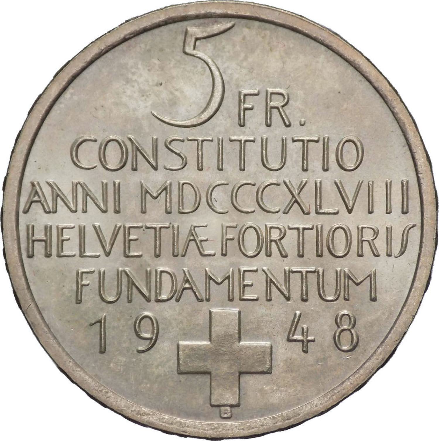 Svizzera - 5 Franchi 1948 - 100° Anniversario ... - Numismatica ...