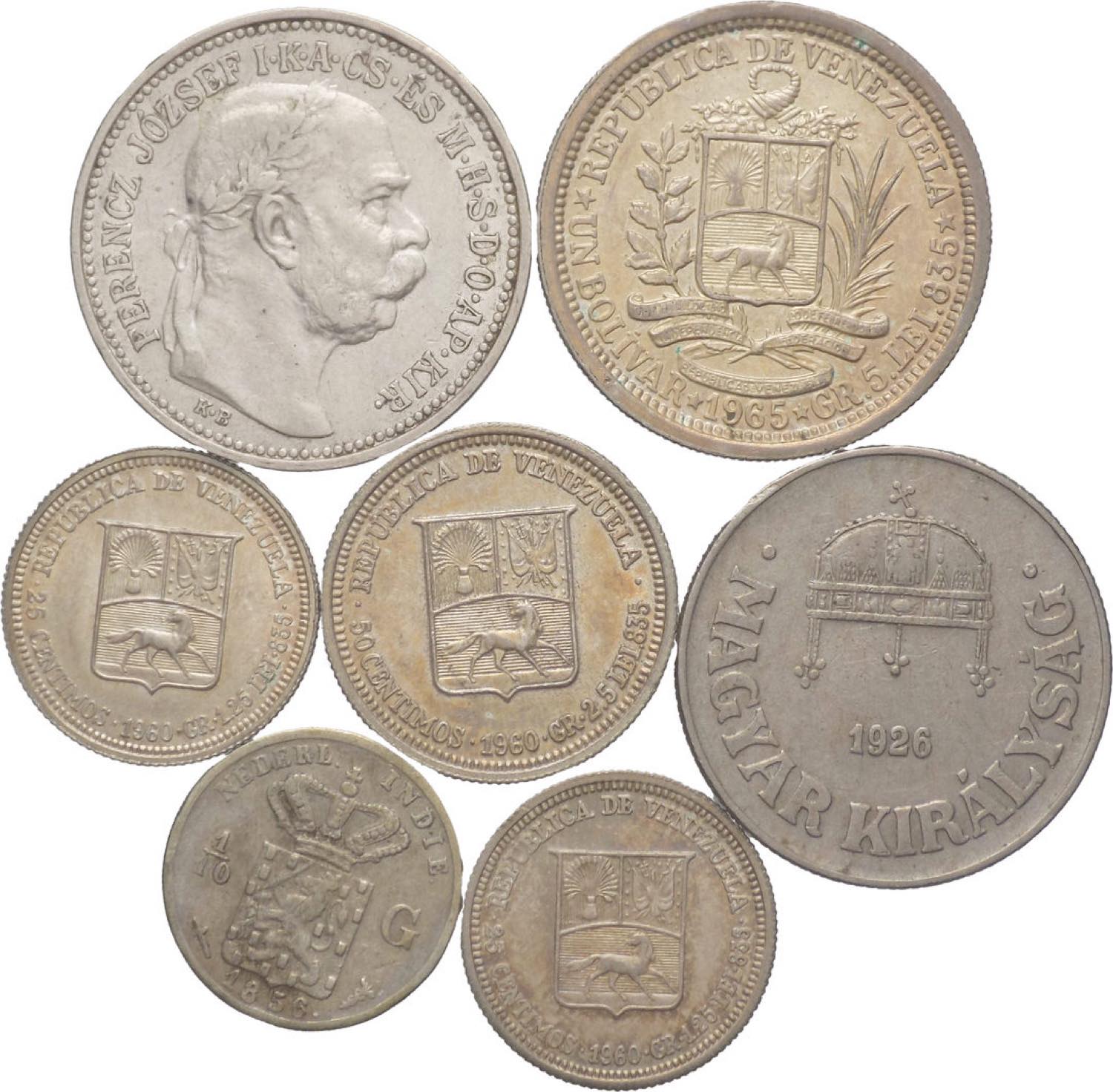 Lotto di 7 monete mondiali - metalli vari - Numismatic Auctions ...