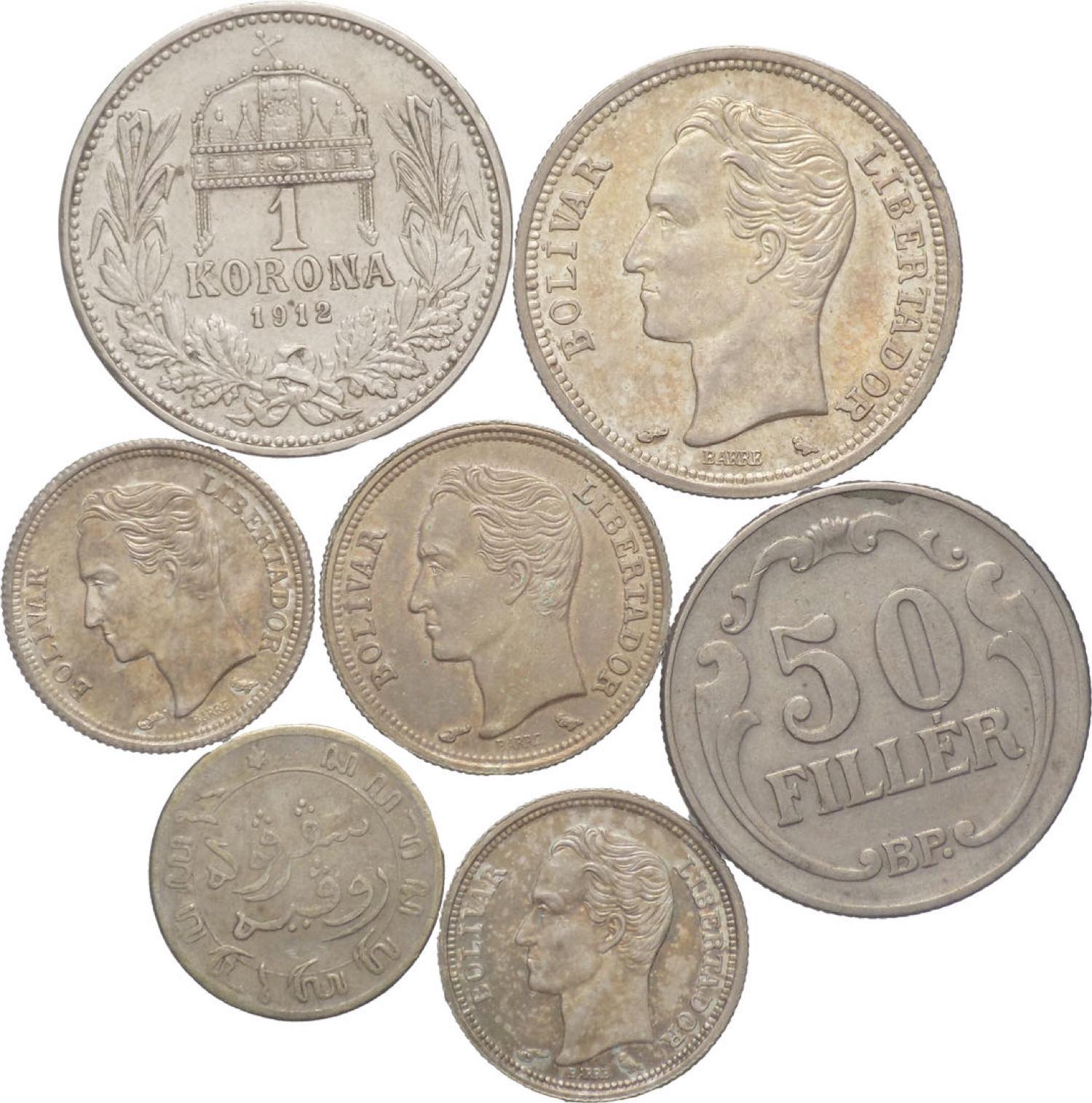 Lotto di 7 monete mondiali - metalli vari - Numismatic Auctions ...