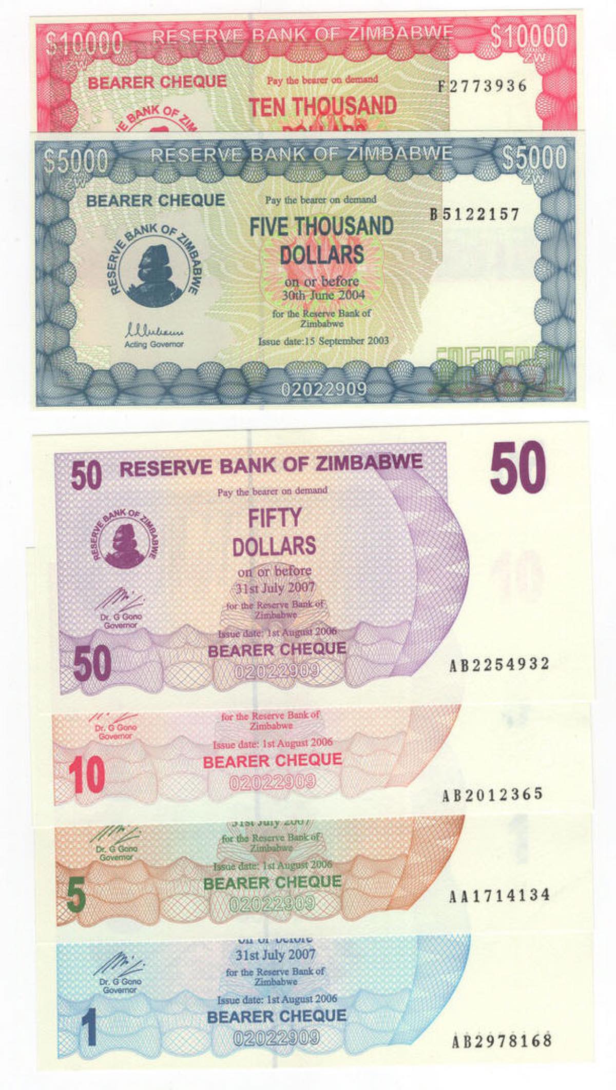 Zimbabwe - lotto di 6 banconote - Numismatic Auctions Numismatica Ferrarese