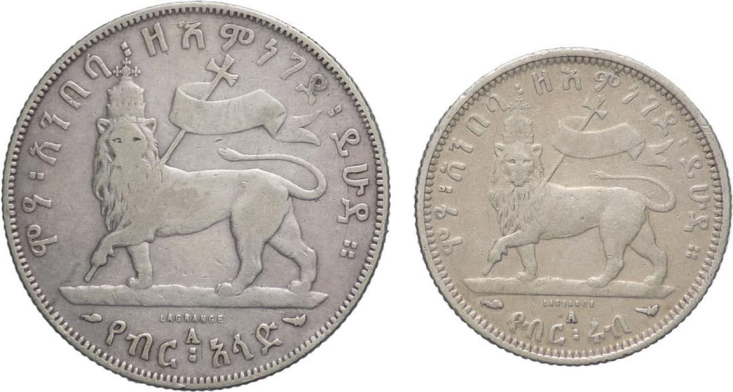 Etiopia - lotto di 2 monete da 1/2 Birr e 1/4 di ... - Numismatic ...