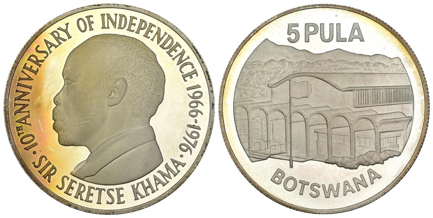 Botswana - 5 Pula 1976 10° Anniversario ... - Numismatic Auctions ...
