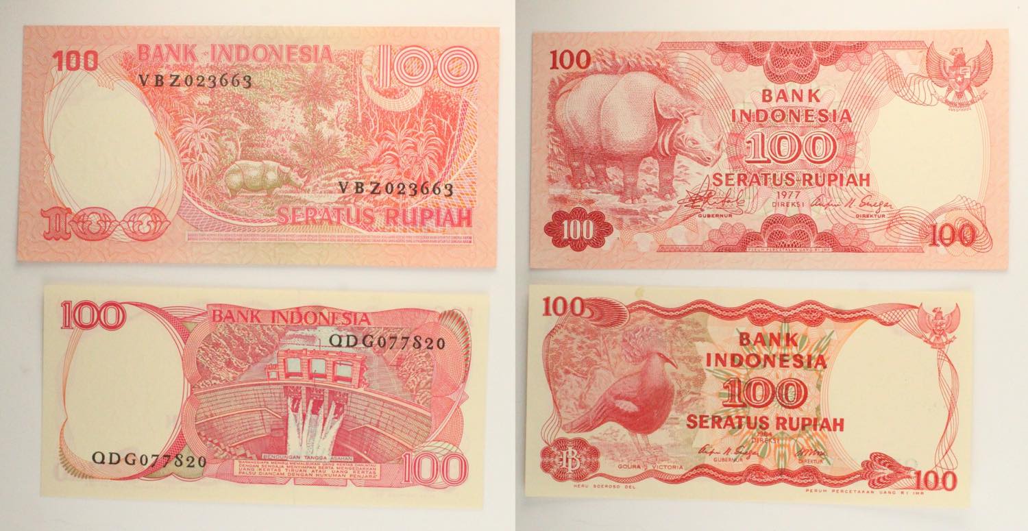 Indonesia - Lotto di 2 banconote: 100 Rupiah 1977 ... - Numismatic ...