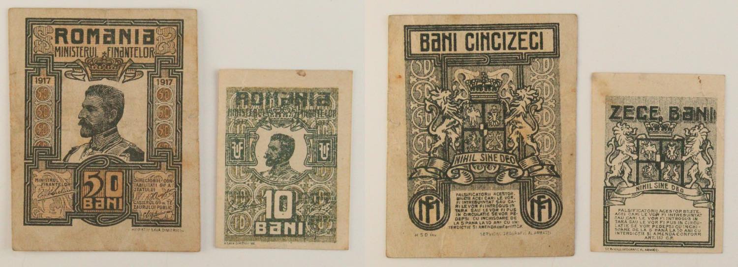 Romania - Lotto di 2 banconote: 50 Bani 1917 P#71 ... - Numismatica ...