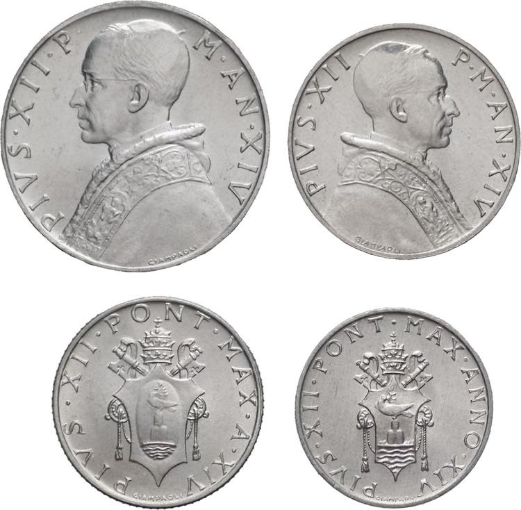 Pio XII (1939-1958) - Lotto 4 monete - in ... - Numismatic Auctions Numismatica Ferrarese