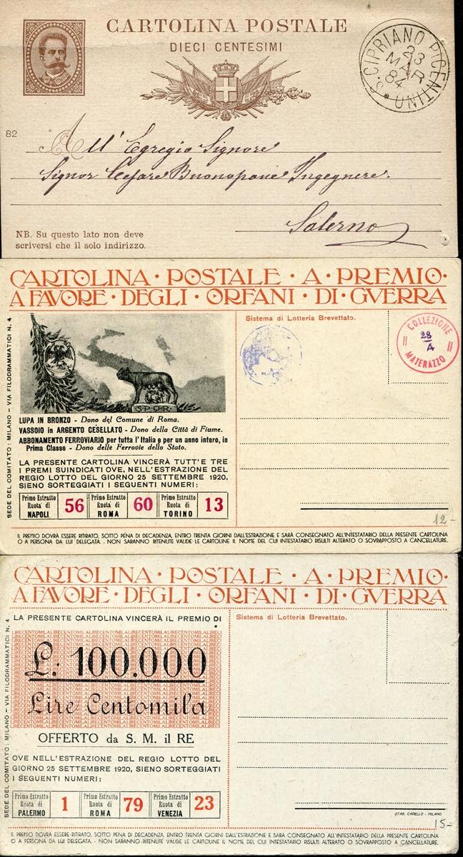 1863/1920 - Lotto di 6 cartoline postali, di cui ... - Filatelia ...