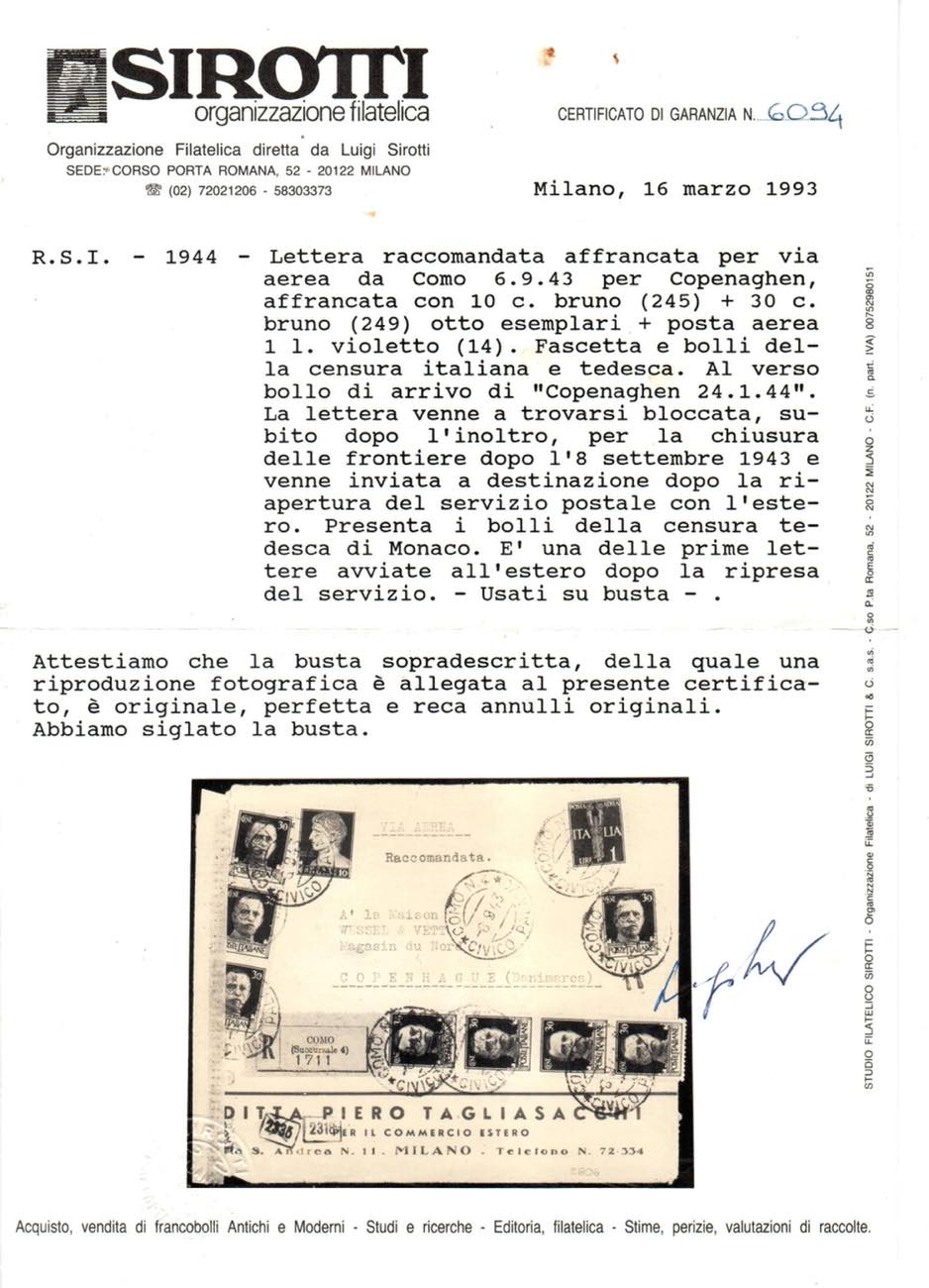 DESTINAZIONI ESTERE - Racc. aerea da Como 6.9.43 ... - Filsam - online ...