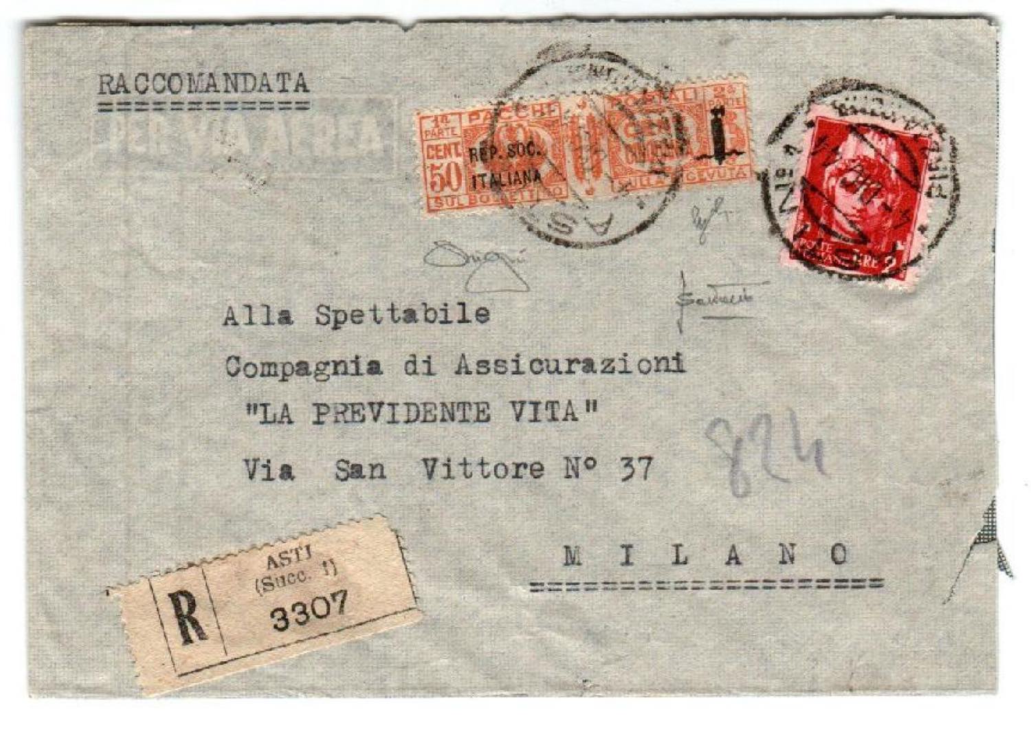 PACCHI POSTALI REGNO e R.S.I. - Racc. da Asti ... - Filsam - aste ...