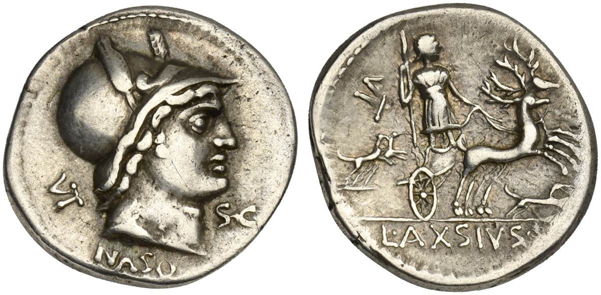 Lucius Axius L.f. Naso, Denarius, Rome, 70 BC. AR ... - Bertolami Fine Art