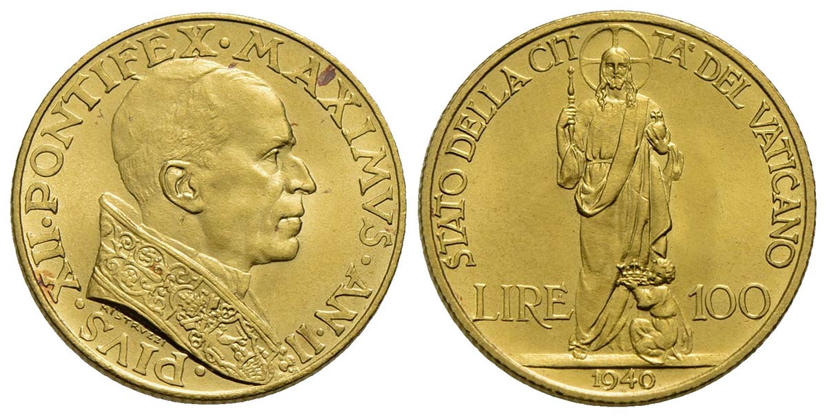 ROMA - Pio XII (1939-1958) - 100 Lire - 1940 - AU ... - Bertolami Fine Art