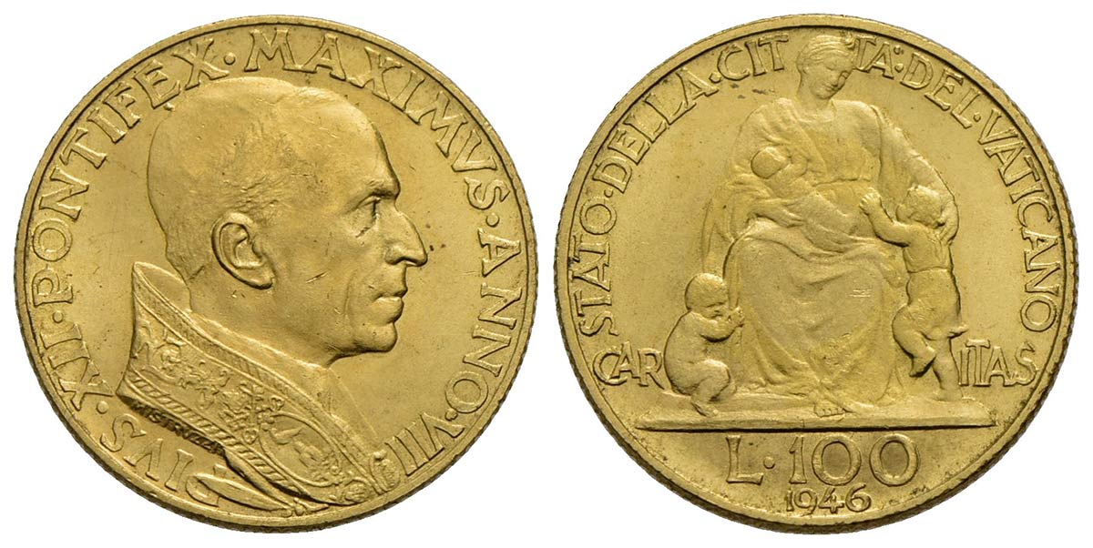 ROMA - Pio XII (1939-1958) - 100 Lire - 1946 - AU ... - Bertolami Fine Art