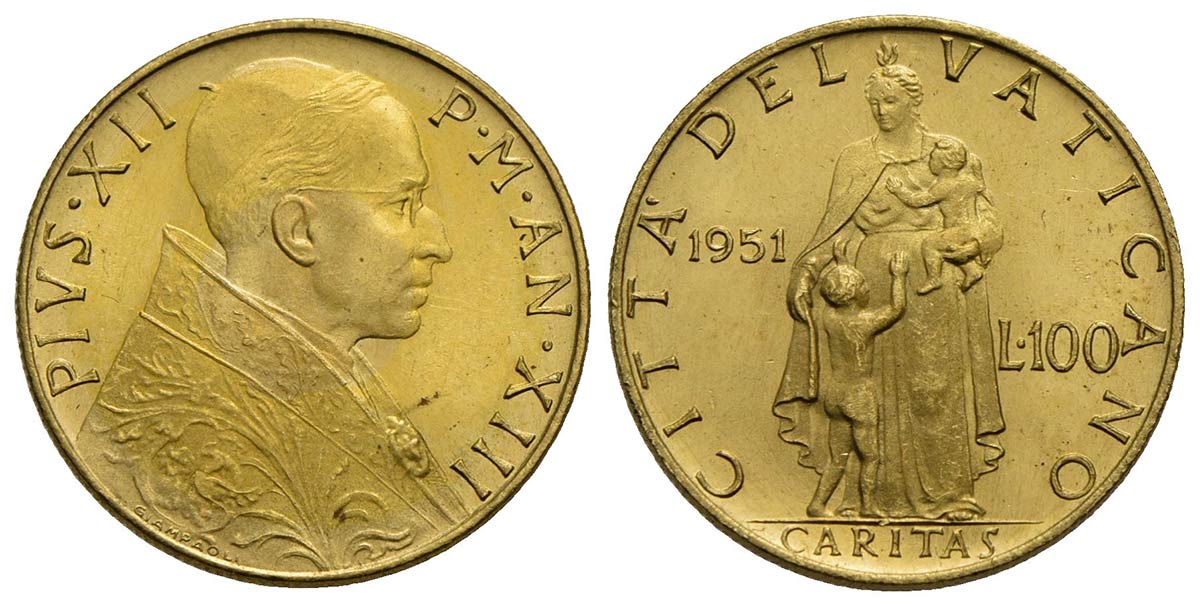 ROMA - Pio XII (1939-1958) - 100 Lire - 1951 - AU ... - Bertolami Fine Art