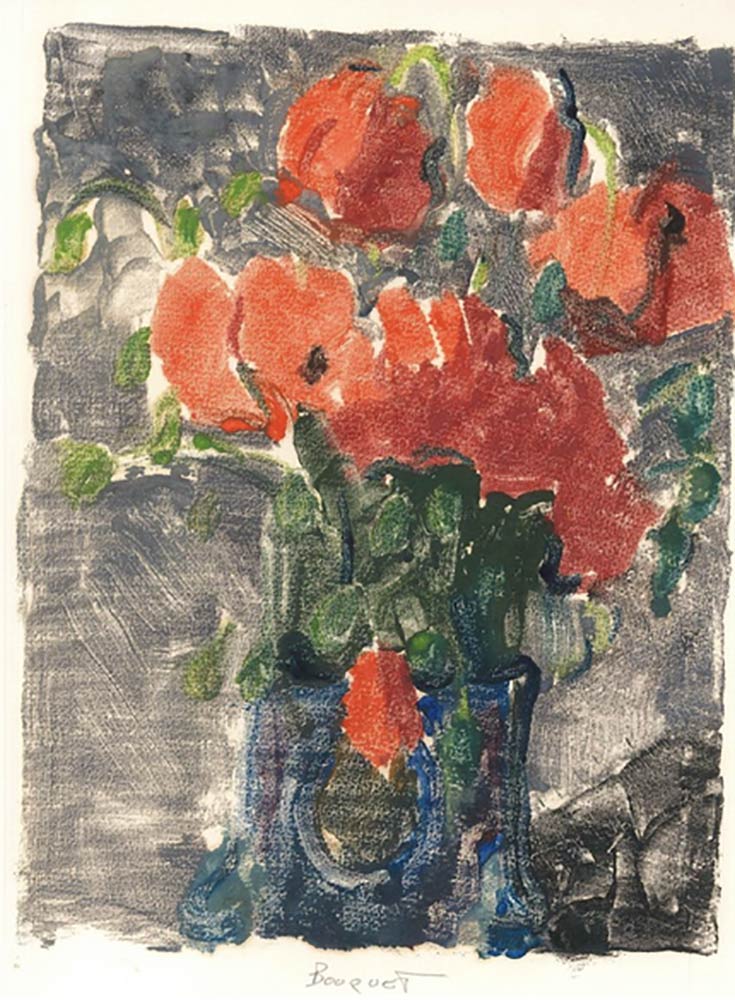 Bouquet is an original monotype on cream paper, ... - Bertolami Fine Art