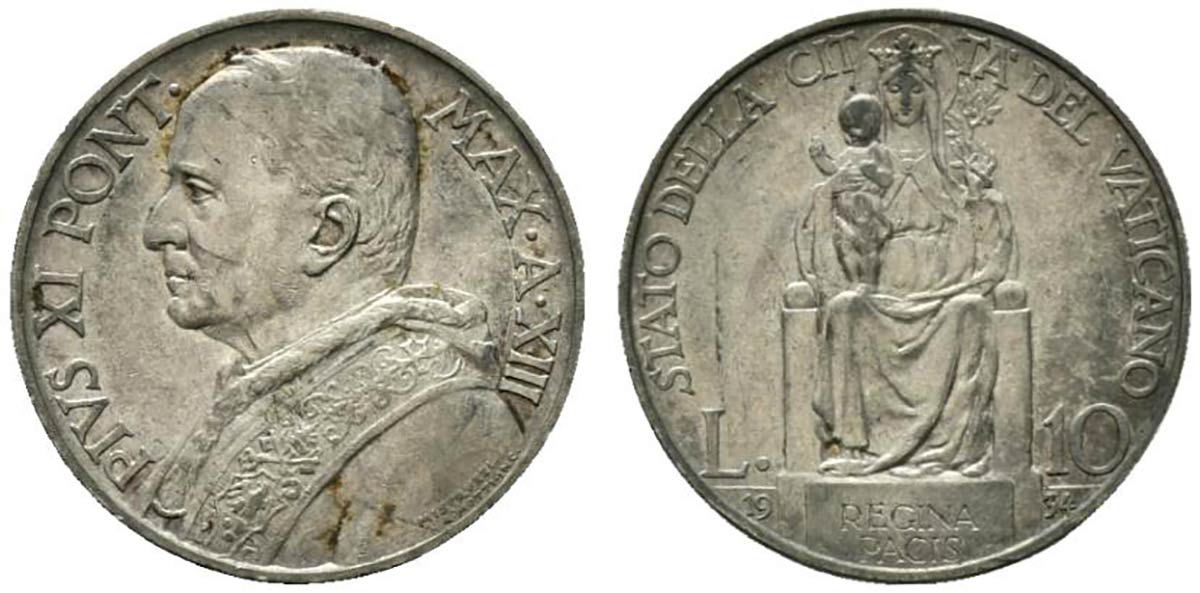 ROMA. Pio XI (1929-1939) 10 lire 1934/ XIII (g. ... - Bertolami Fine Art