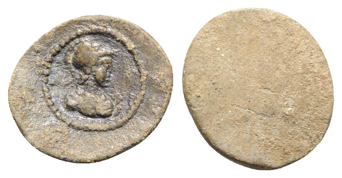 Greek PB Tessera (19mm, 2.52g). Helmeted and ... - Bertolami Fine Art