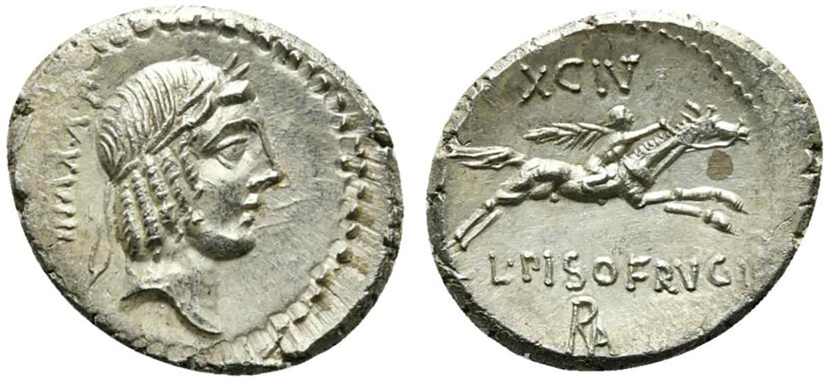 L. Calpurnius Piso Frugi, Rome, 90 BC. AR ... - Bertolami Fine Art