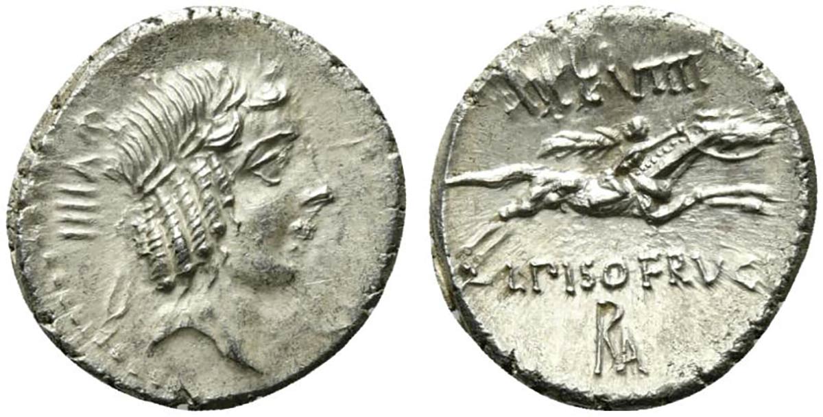 L. Calpurnius Piso Frugi, Rome, 90 BC. AR ... - Bertolami Fine Art