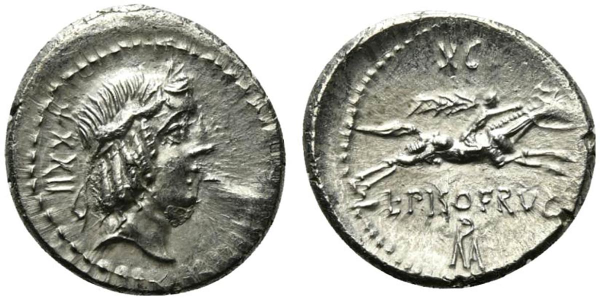 L. Calpurnius Piso Frugi, Rome, 90 BC. AR ... - Bertolami Fine Art