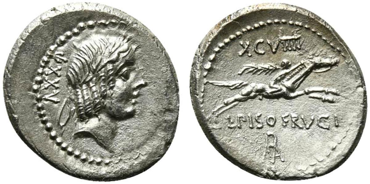 L. Calpurnius Piso Frugi, Rome, 90 BC. AR ... - Bertolami Fine Art