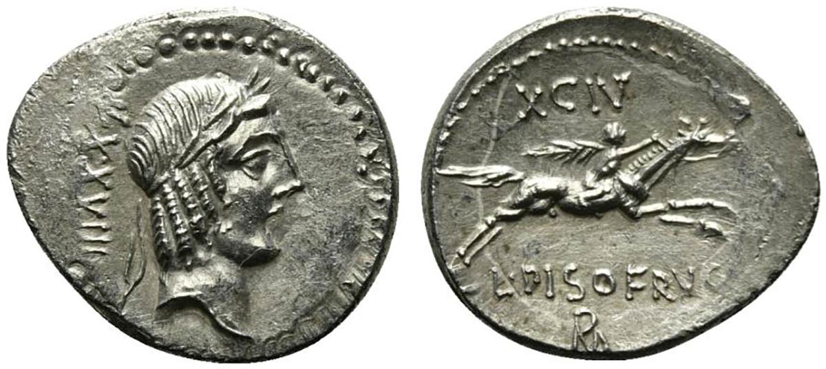 L. Calpurnius Piso Frugi, Rome, 90 BC. AR ... - Bertolami Fine Art