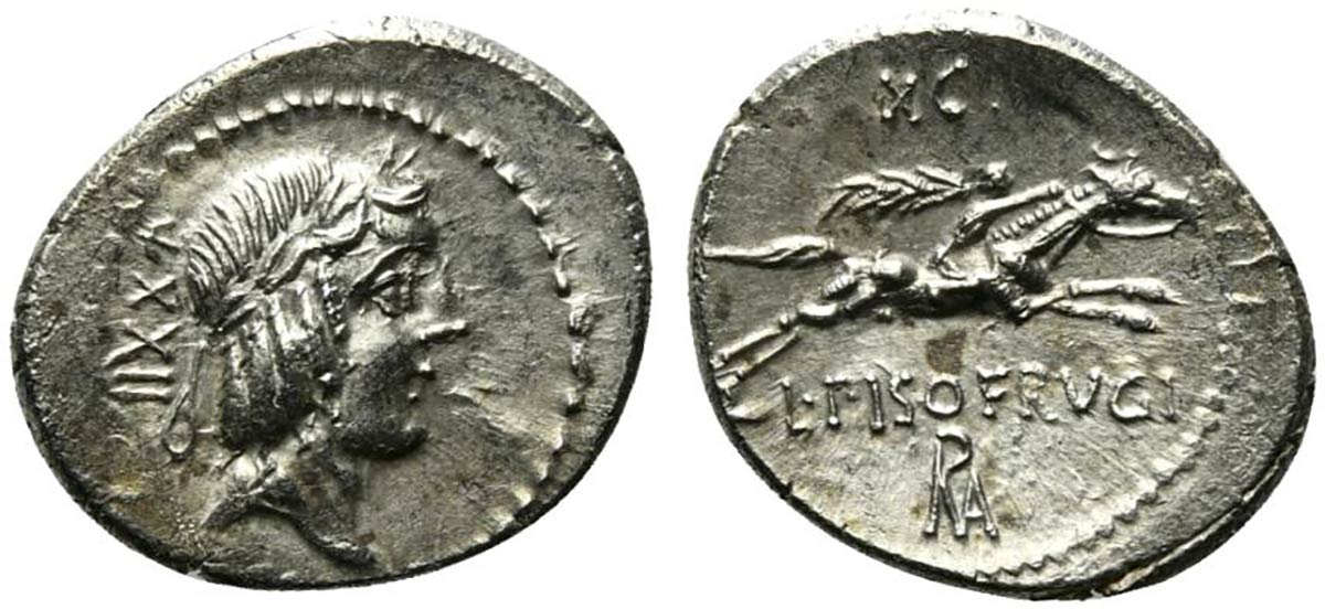L. Calpurnius Piso Frugi, Rome, 90 BC. AR ... - Bertolami Fine Art
