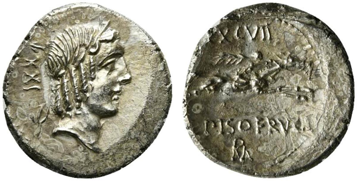 L. Calpurnius Piso Frugi, Rome, 90 BC. AR ... - Bertolami Fine Art