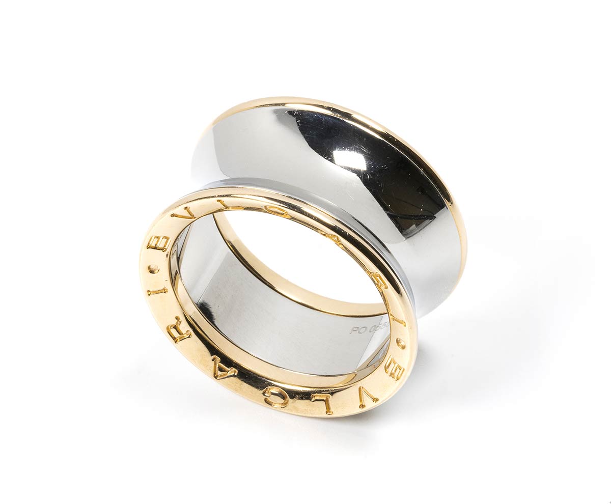 BULGARI: gold steel band ring18k yellow gold and ... - Bertolami Fine Art