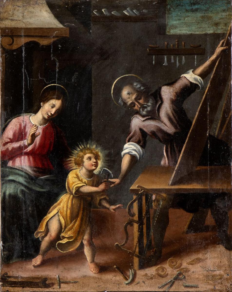 Holy Family with Saint Joseph the Carpenter - Bertolami Fine Art