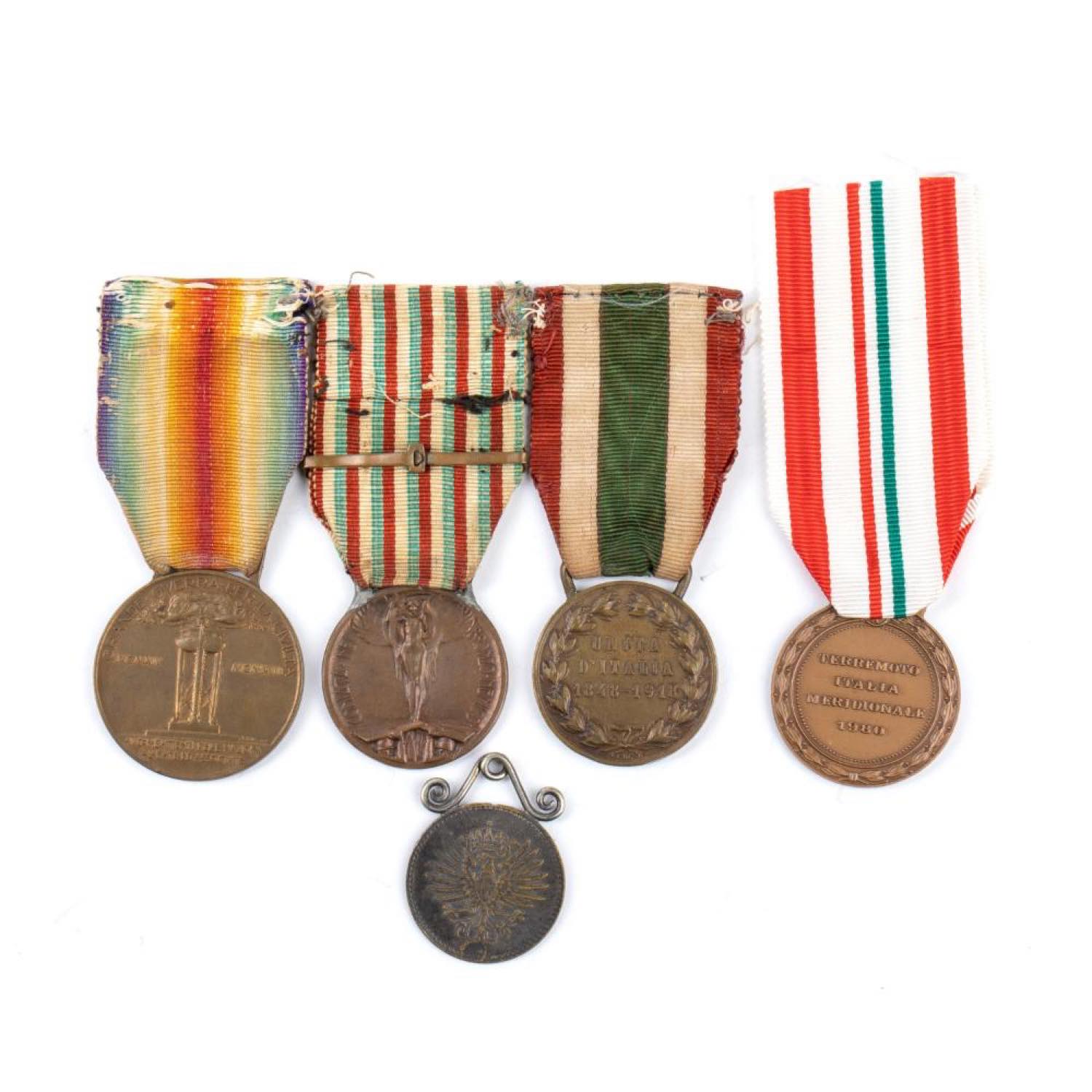 beautiful lot of five bronze medals with coeval ... - Bertolami Fine Art