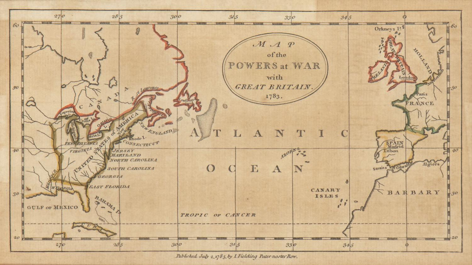 Map of the Powers at war with Great Britain, ... - Bertolami Fine Art
