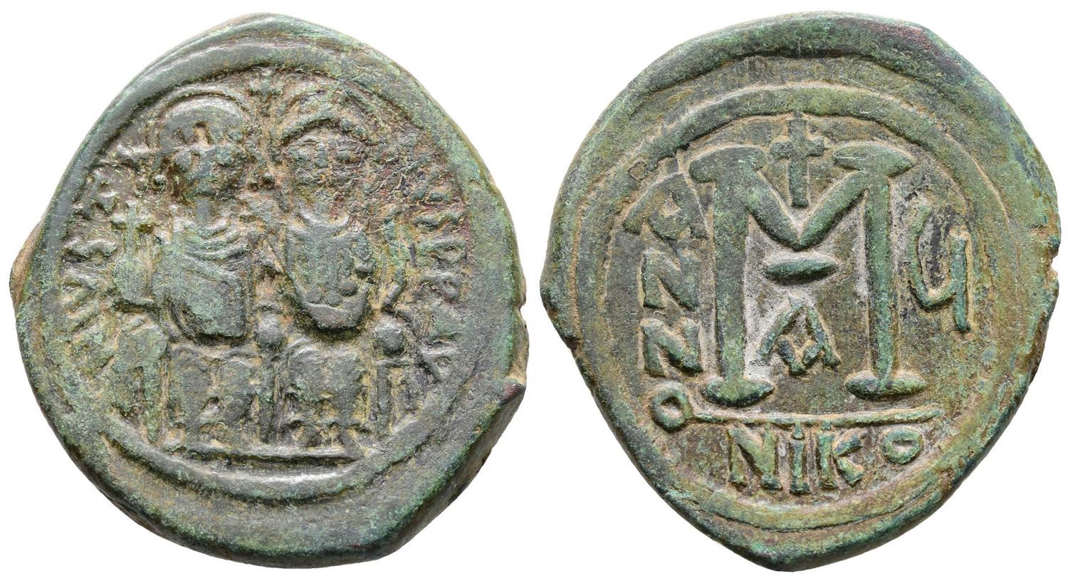 Justin II and Sophia (565-578). Æ 40 Nummi ... - Bertolami Fine Art