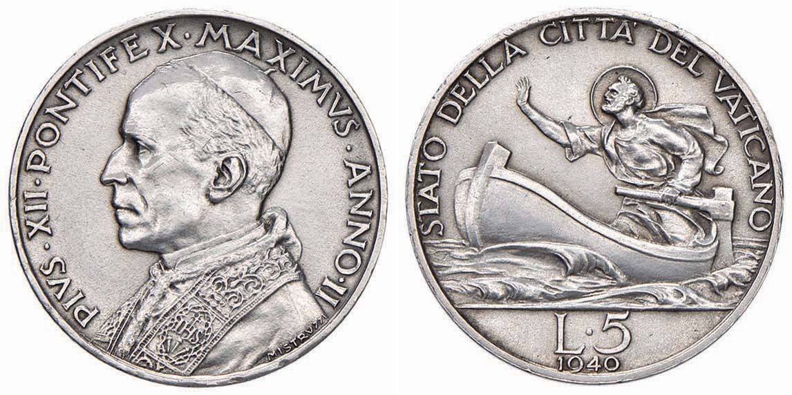 ROMA - Pio XII (1939-1958) - 5 Lire - 1940 - AG ... - Bertolami Fine Art