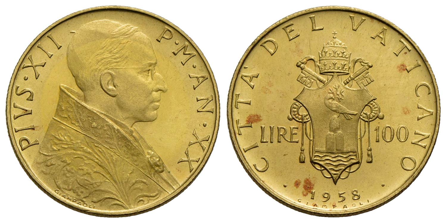ROMA - Pio XII (1939-1958) - 100 Lire - 1958 - AU ... - Bertolami Fine Art