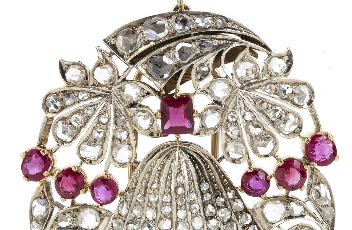 Victorian silver gold ruby diamond pair of ... - Bertolami Fine Art