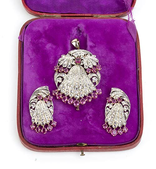 Victorian silver gold ruby diamond pair of ... - Bertolami Fine Art