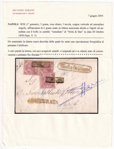 1858 28 Ott 2 gr. + 2 gr. coppia carta crema Sass ... - Tuscanphila ...