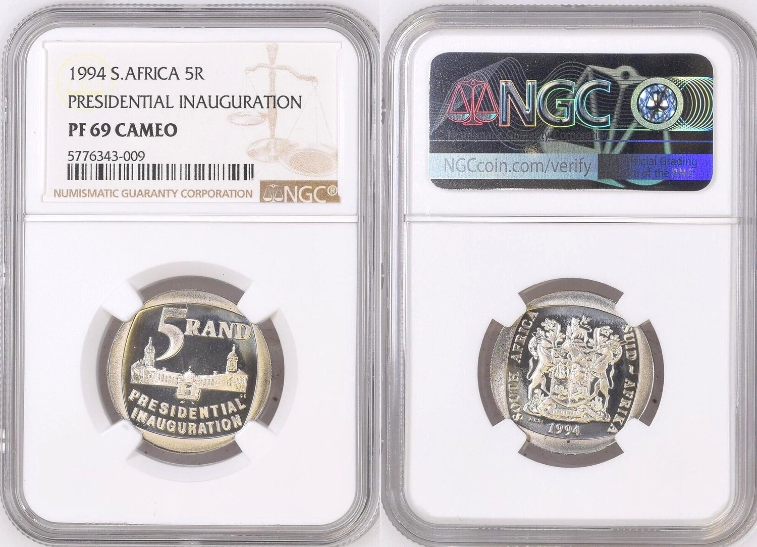 SOUTH AFRICA 5 Rand 1994 INAUGURATION of MANDELA, ... - CHS Basel ...