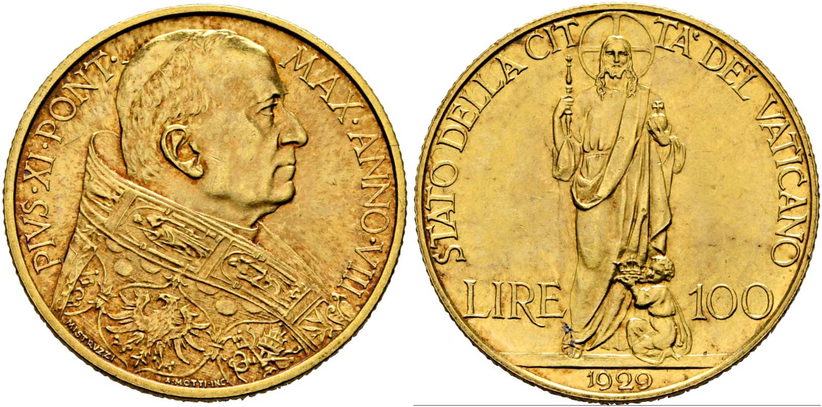 Pius XI. 1922-1939 - 100 Lire 1929 AN VIII 7,92 g ... - HD Rauch Numismatic Auctions